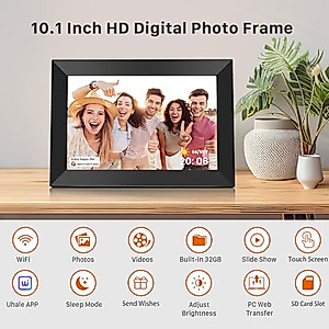FANGOR 10.1 Inch WiFi Digital Picture Frame 1280x800 HD IPS Touch Screen, Electronic Smart Photo Frame with 32GB Storage, Auto-Rotate, Instantly Share Photos/Videos via Uhale App from Anywhere 2 Pack