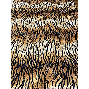 Velboa Wave Print Tiger Fabric, 60 Inch, by The Yard (Gold)