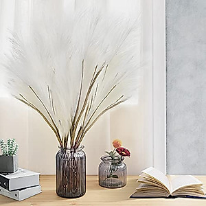 Artflower Artificial Pampas Grass, 6Pcs 39.3" Faux Pampas Branches Tall Reed Grass Decor Fake Reed Phragmites Plants Boho Home Decor Bunches for Home Wedding Party Decor(White)