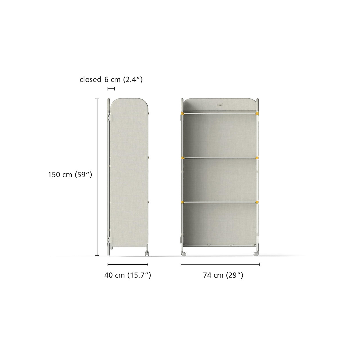 Joseph Joseph Eclipse 3-Tier Adjustable Laundry Drying Rack, Integrated Fabric Cover, Foldable with Wheels, Heavy Duty, Ecru