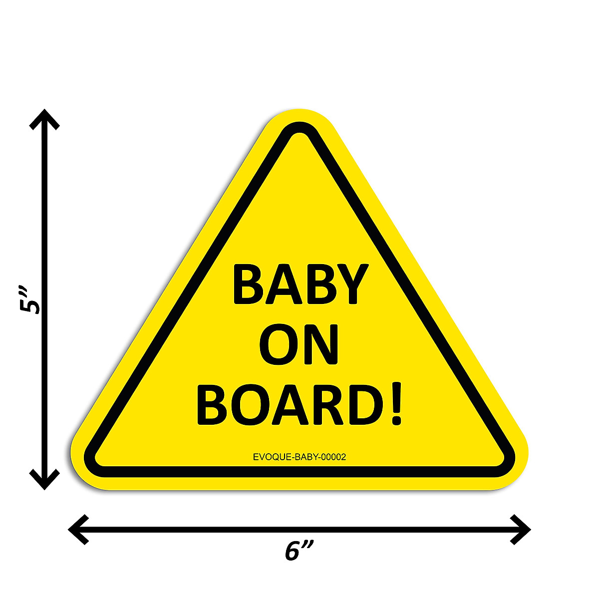 Evoque Baby On Board Sticker for Cars, 5” by 6” Inch Vinyl car Decals, no Need for Suctions Cups and Magnets- Strong Adhesive/Heat Resistant Vinyl Baby on Board Sticker, Baby Safety (Pack of 2)