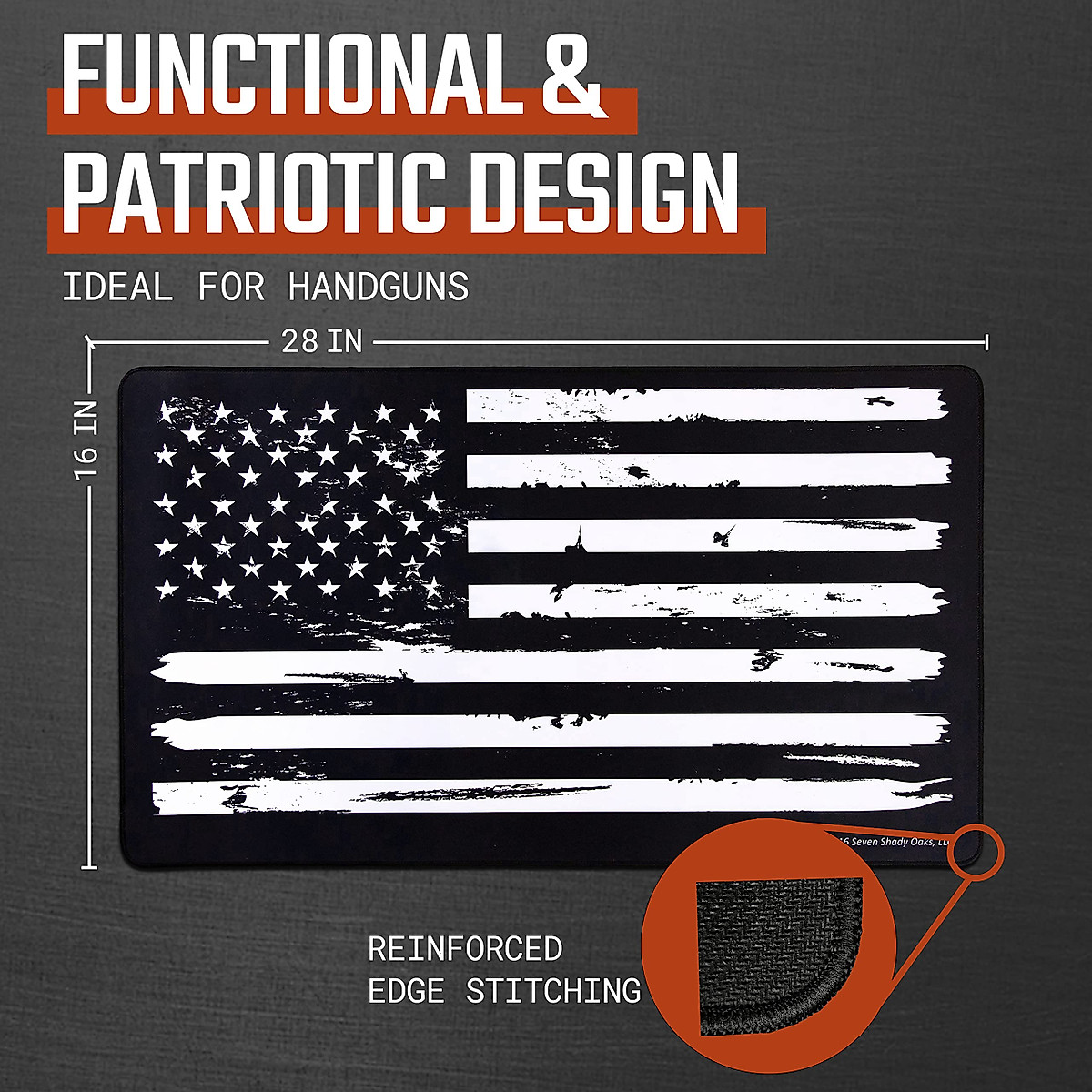 Ultimate Rifle Build Gun Cleaning Mat - Non-Slip Pad with Distressed US Flag Design for Gun Cleaning Supplies- Large (28x16”)