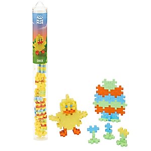 PLUS PLUS 3D Puzzle Building Block Set, 70 Mini Interlocking Pieces, Fun Holiday Activities for Kids - Chick Mini Maker Tube