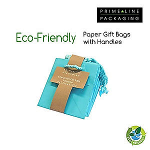 OccasionAll - 12 Pack Mini Gift Bags, Extra Small Teal Shopping Bags with Handles, Turquoise Gift Bags for Birthday Gifts, Wedding & Party Favors, Baby Shower, Small Business, Bulk - 4x2.75x4.5