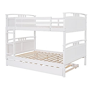 Lifeand Full-Over-Full Bunk Bed with Twin Size Trundle,Separable Bunk Bed for Bedroom,White