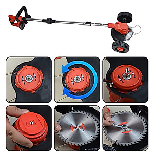 Portable 24V Electric Grass Trimmer with Adjustable Height and 180-Degree 5-Position Rotating Head for Lawn Maintenance - Up to 150mm Cutting Diamete