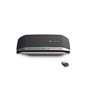 Poly Sync 20+ Personal Portable Bluetooth Smart Speakerphone (Plantronics) - USB-A UC Bluetooth Adapter - Connect Wirelessly to PC/Mac/Cell Phone - Works w/Teams, Zoom, & More - Amazon Exclusive