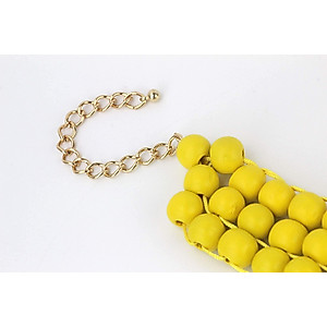 Coiris Boho African Wooden Beaded Bib Statement Necklace Strands Layered Cluster Chunky Collar Choker Wood Necklace for Women Fashion Costume Jewelry(N0065-Yellow)