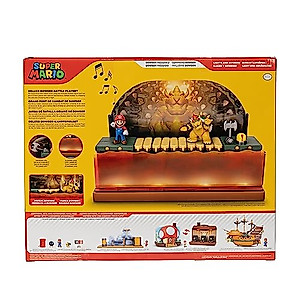 Super Mario Nintendo Deluxe Bowser Battle Playset with Lights and Sounds, 2.5 Inch Bowser Action Figure Included