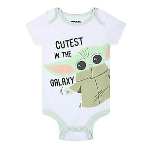 STAR WARS The Mandalorian Grogu Baby Boys Short Sleeve Bodysuit and Cap Set for Newborn and Infants