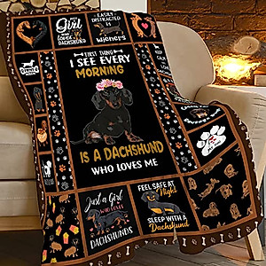 Dachshund Blanket Dachshund Dog Throw Blanket Super Soft Flannel Cozy Cute Cartoon Pet Blankets Warm Lightweight Plush Fleece Blankets for Sofa Couch Bed Gift for Kids Adults 50"x40"