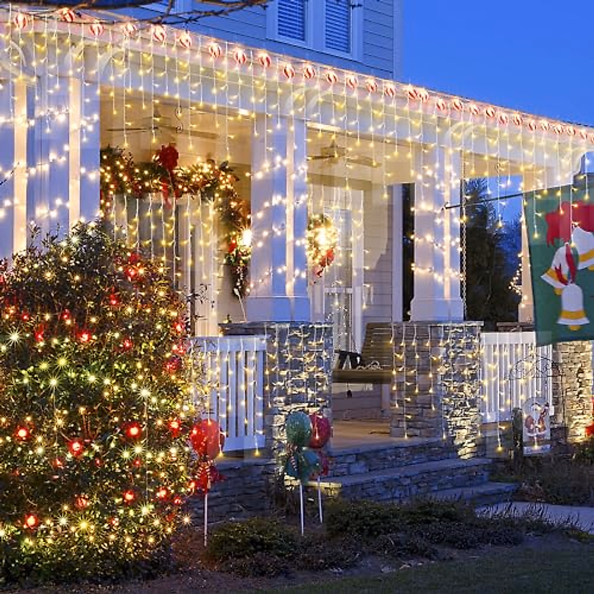 Christmas Lights, Christmas Decorations Outdoor Indoor 416 LEDs 34FT with 8 Modes Icicle String Lights, 2023 New Waterproof Christmas Lights for House, Garden, Holiday, Wedding Party, Yard Decor