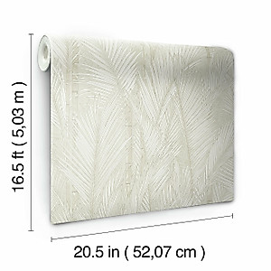 RoomMates RMK12103WP Taupe Swaying Fronds Peel and Stick Wallpaper