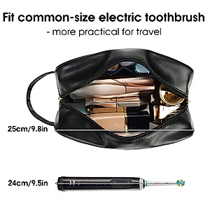 Narwey Vegan Leather Travel Toiletry Bag for Women Traveling Dopp Kit Men Toiletries Bag Cosmetic Makeup Bag Medicine Bag for Traveling (P-Black)