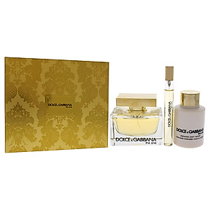 Dolce and Gabbana The One 2.5oz EDP Spray, 0.33oz EDP Spray, 3.3oz Perfumed Body Lotion Women 3 Pc Gift Set