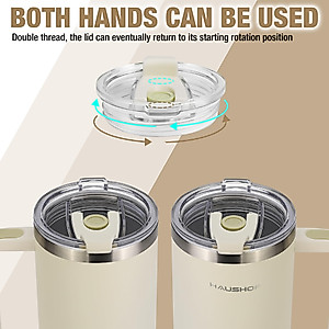 HAUSHOF 40 oz Tumbler with Handle and Straw, Insulated Stainless Steel Coffee Tumbler with Tritan Lid, Double Walled Travel Mug Water Bottle Cup, Large Tumbler for Hot and Cold Drinks