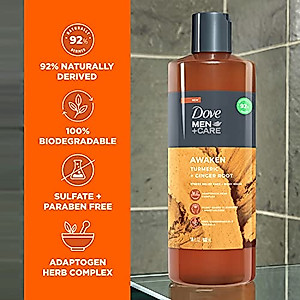 DOVE MEN + CARE Face + Body Wash For Men Awaken Turmeric + Ginger Root 18 oz 4 Count