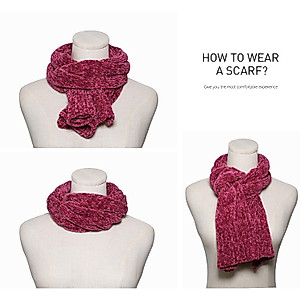 SOJOS Lightweight Ultra Soft Chenille Ribbed Thick Scarf Knit Shawl for Women for Fall Winter Shawl Wrap SC326 with Rose