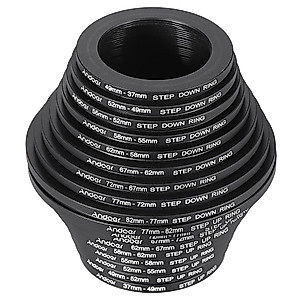 Filter Ring Adapter, Andoer 18pcs Camera Lens Filter Metal Adapter Ring Kit (9pcs Step Up Set & 9pcs Step Down Ring Set)