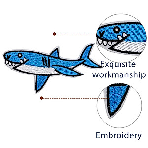 Maseihels Iron On Embroidered Patch, Funny Cute Shark Patch - Appliable to Badge Iron On Sew On Emblem Patch DIY Accessories Perfect for Jackets, Clothes, Hats & Jeans