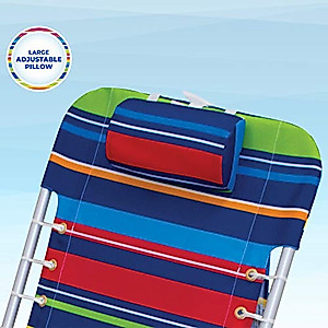 Rio Beach 4-Position Backpack Lace-Up Suspension Folding Beach Chair,Aluminum, Multi Stripe