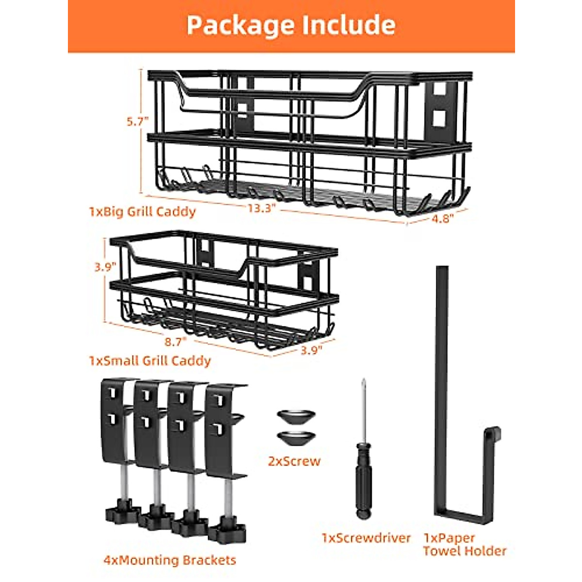 2Packs Griddle Caddy for Blackstone Griddles, Space Saving Blackstone Griddle Caddy for Outdoor Grill, BBQ Accessories Organizer