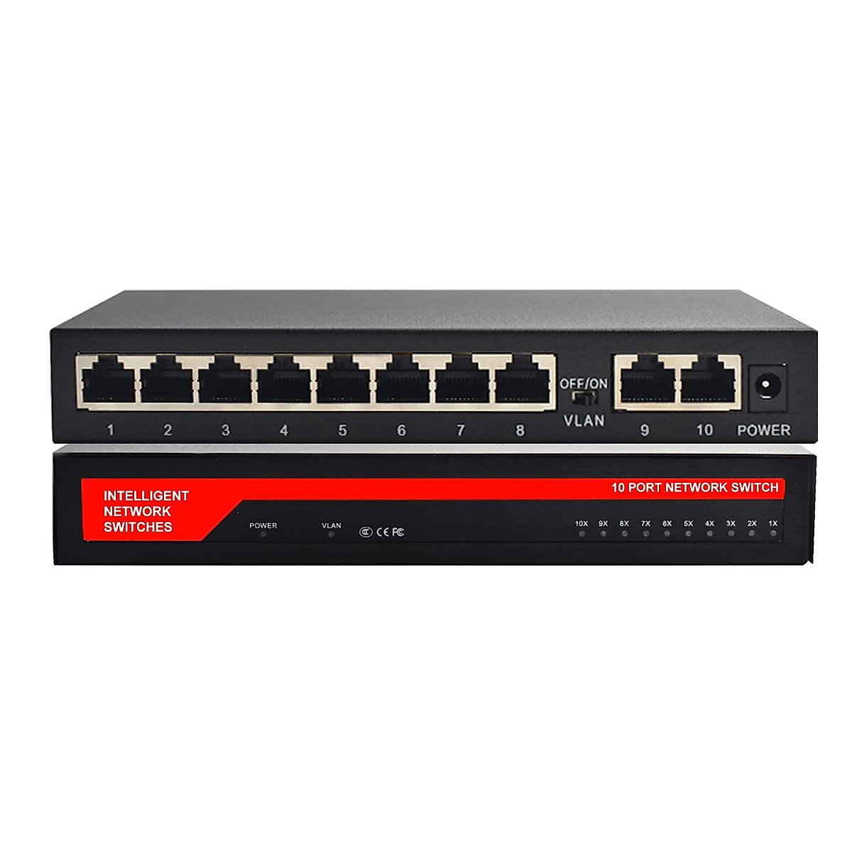 KuWFi Gigabit Ethernet Network Switch 10/100/1000Mbps 10 Port RJ45 LAN Hub Desktop Fast Ethernet Switch for Office Dormitories Home
