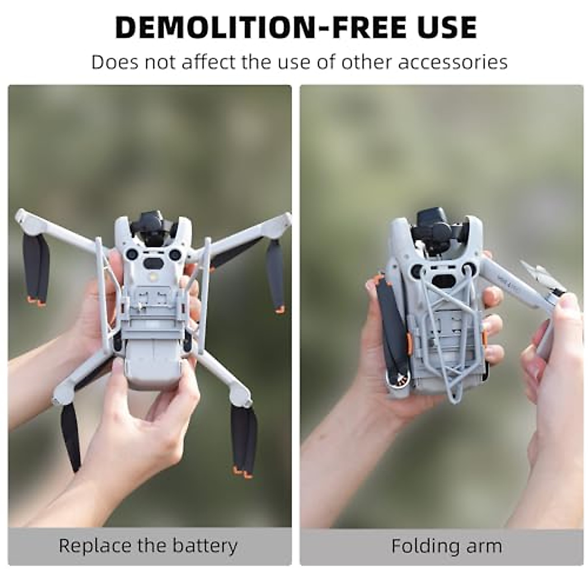 HeiyRC Mini 4 Pro Landing Gear, Folding Extensions Leg Stand Protector for DJI Mini 4 Pro Drone Accessories (Orange) - Easy to Store, no Need to disassemble