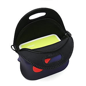 Boys Girls Kids Women Adults Insulated School Travel Outdoor Thermal Waterproof Carrying Lunch Tote Bag Cooler Box Neoprene Lunchbox Container Case (Blue tongue)