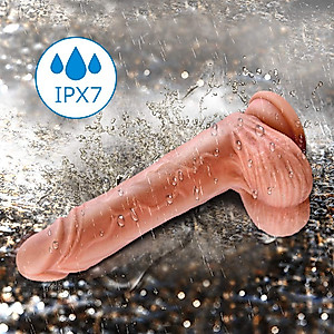 Thrusting Dildo Vibrator with Strong Suction Cup,Heating Realistic Dildo with 8 Thrusting Modes Liquid Silicone Adult Sex Toy G-Spot Vibrator for Women Vagina Men Anal Masturbation - 8 Inch Flesh