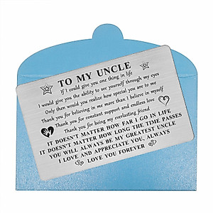 Yobent My Uncle Gifts for Men, Happy Uncle Birthday Card from Niece Nephew, Personalized Christmas Thank You Uncle Gift, I Love My Uncle Wallet Card