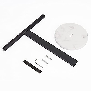 NearMoon T-Shape Hand Towel Holder-Bathroom Towel Rack-Stand with Balanced Base Towel Bar for Bathroom Kitchen Vanity Countertop, Modern Stand Towel Ring (Marble Base, Black)