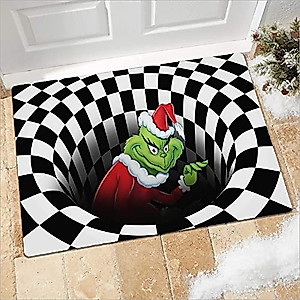 WPOYM 3D Illusion Door Mat,Christmas Decoration Doormat,Party Decoration Rug.Indoor and Outdoor Non-Slip Door Mats. Mat for Living Room, Hallway, Bedroom, Balcony, Etc.(Black, 5080cm)