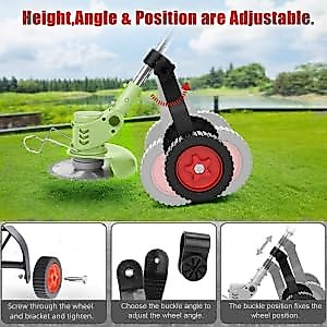 CNImpetus Adjustable String Trimmer Support Wheel for Weed Trimmer, Walk Behind Brush Cutter,Universal Support Auxiliary Wheels Weed Eater Attachments for Weedeaters Weed Trimmer Grass Cutter Holder
