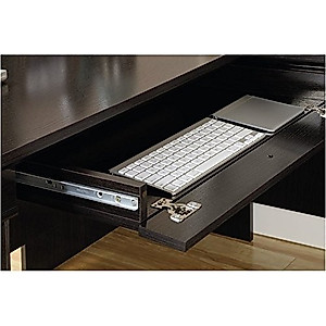 Pemberly Row Home Office L Shaped Desk with Computer Tower Storage in Wind Oak