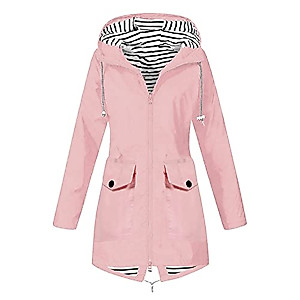 My Orders, Gamivast Packable Women Rain Jackets Waterproof with Hood Lightweight Long Sleeve Zip Up Windbreaker Mid Length Winter Coat, Pink Clothes for Women, Lightning Deals of Today Prime Clearance