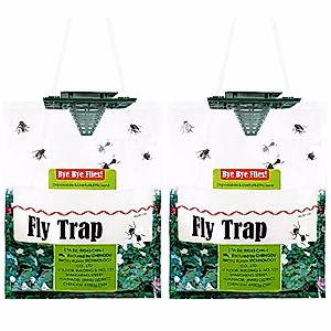 Dwcom 2 Pack Large Fly Traps Outdoor, Ranch Fly Trap Killer Bag, Fly Repellent for Outdoor Farm/Orchard
