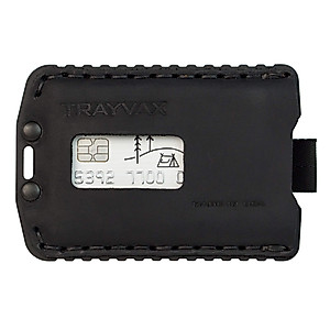 Trayvax Ascent Wallet, RFID Front Pocket Money and Credit Card Holder, Minimalist Slim Leather Metal Wallet for Men and Women, Black Stealth Black