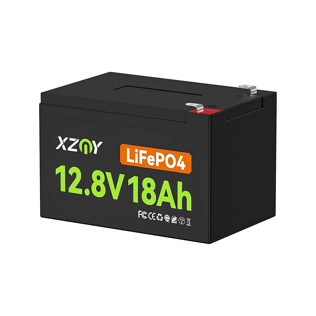 XZNY Compact 12V 18Ah LiFePO4 Lithium Battery, 3000+ Cycles 12 Volt Lithium Battery Built-in 20A BMS, 12V 18Ah Battery for Garmin Fish Finder Battery, Power Wheels, Mobility Scooter, Lighting Supply