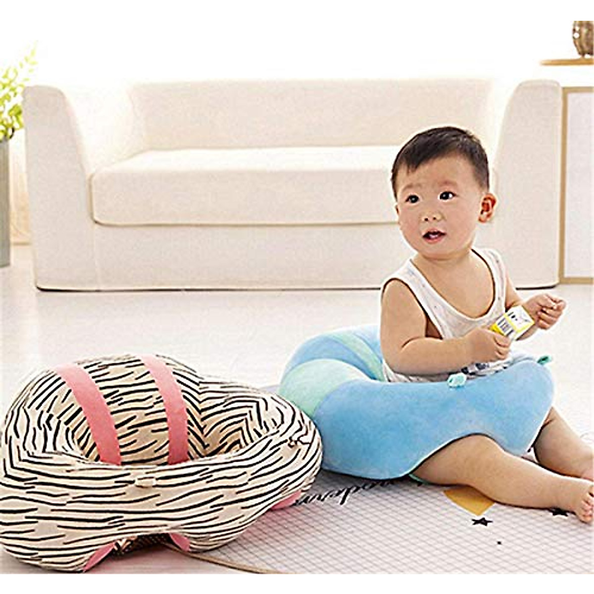 SealSee Baby Support Seat Sofa Plush Soft Animal Shaped Baby Learning to Sit Chair Keep Sitting Posture Comfortable for 3-16 Months Baby (Blue)