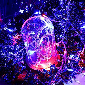 YAOZHOU 4th of July Decorations Patriotic Lights-Red White and Blue String Lights Indoor, 200LED 66FT Outdoor, 8 Modes for Christmas, Independence Day, Bedroom, Garden, Patio, Yard