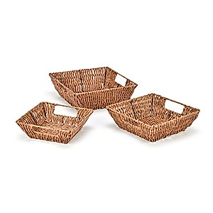 Trademark Innovations Set of 3 Square Wicker Look Baskets With Built In Handles