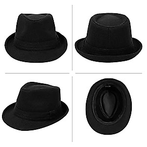 YoungLove Fashion Fedora for Men Dress Hats Black Fedora Hats for Men Men's Classic Manhattan Structured Trilby Fedora Hat Black Fedora Hat for Men, Black, Large