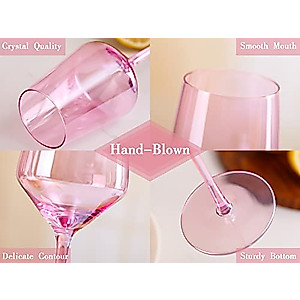 Colored Wine Glasses Set of 6-15oz Hand Blown Colorful Crystal Long Stem Wine Glasses, Unique Colored Glassware for Party,Home Bar