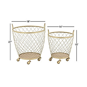 Deco 79 Modern Metal Wedge Storage Cart, Set of 2 15", 21"H, Gold