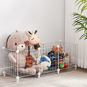 ANWBROAD Wire Cube Storage Organizer 9 Cube Metal Grids Shelves Storage Bins Shelving Stackable Modular Bookshelf Shelf Cubbies Unit Closet Cabinet for Living Room Office White LWT009T