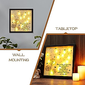 WOODEXPE Sympathy Gift LED Memorial Shadow Box 11x11 Memorial Gifts for Loss of Loved One (Dandelion Black)