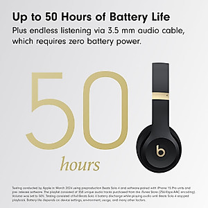 Beats Solo 4 - Wireless Bluetooth On-Ear Headphones, Apple & Android Compatible, Up to 50 Hours of Battery Life - Black & Gold (Renewed) (Renewed)
