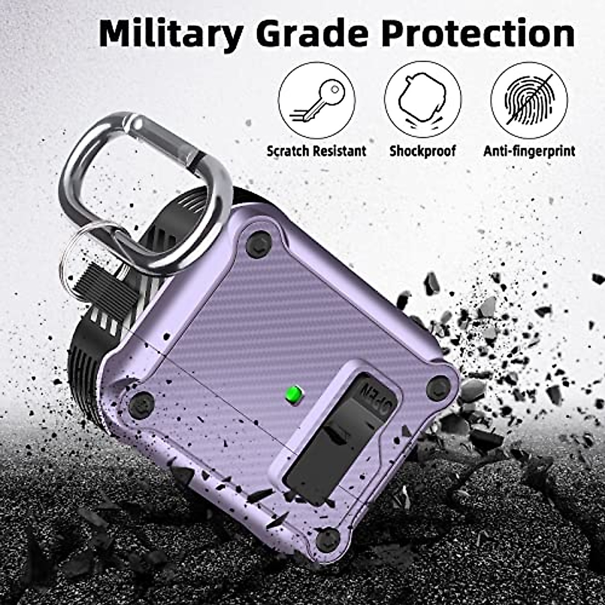 for AirPods Pro 2 Case, AirPods Pro 2nd Generation Case 2022 with Secure Lock Clip Hard AirPods Pro 2nd Cover Keychain for Men Women, Full Body Shockproof Protective Case for AirPods Pro 2nd-Purple