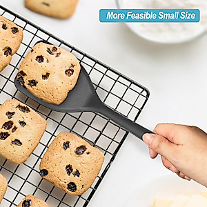 Silicone Spatula Turner Set, High Heat Resistant Spatulas with Seamless One Piece Design, Nonstick Rubber Flippers Utensils for Baking & Cooking,BPA-Free, Black,11 IN